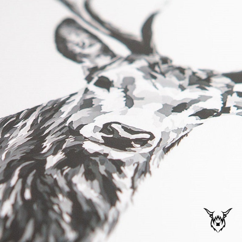 Stag Print Stags Head Painting Stag Head Print Deer - Etsy