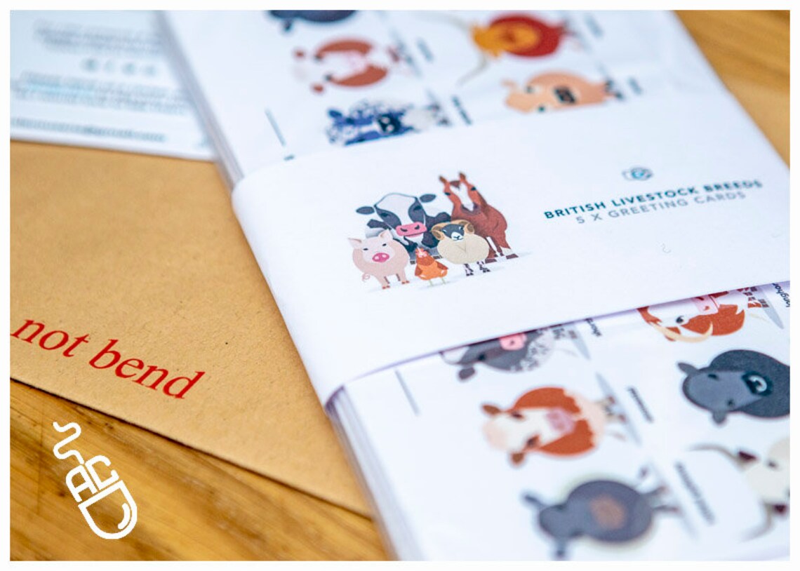 Farm Animal Greeting Cards Pack of 5 Cards Farm Animal | Etsy