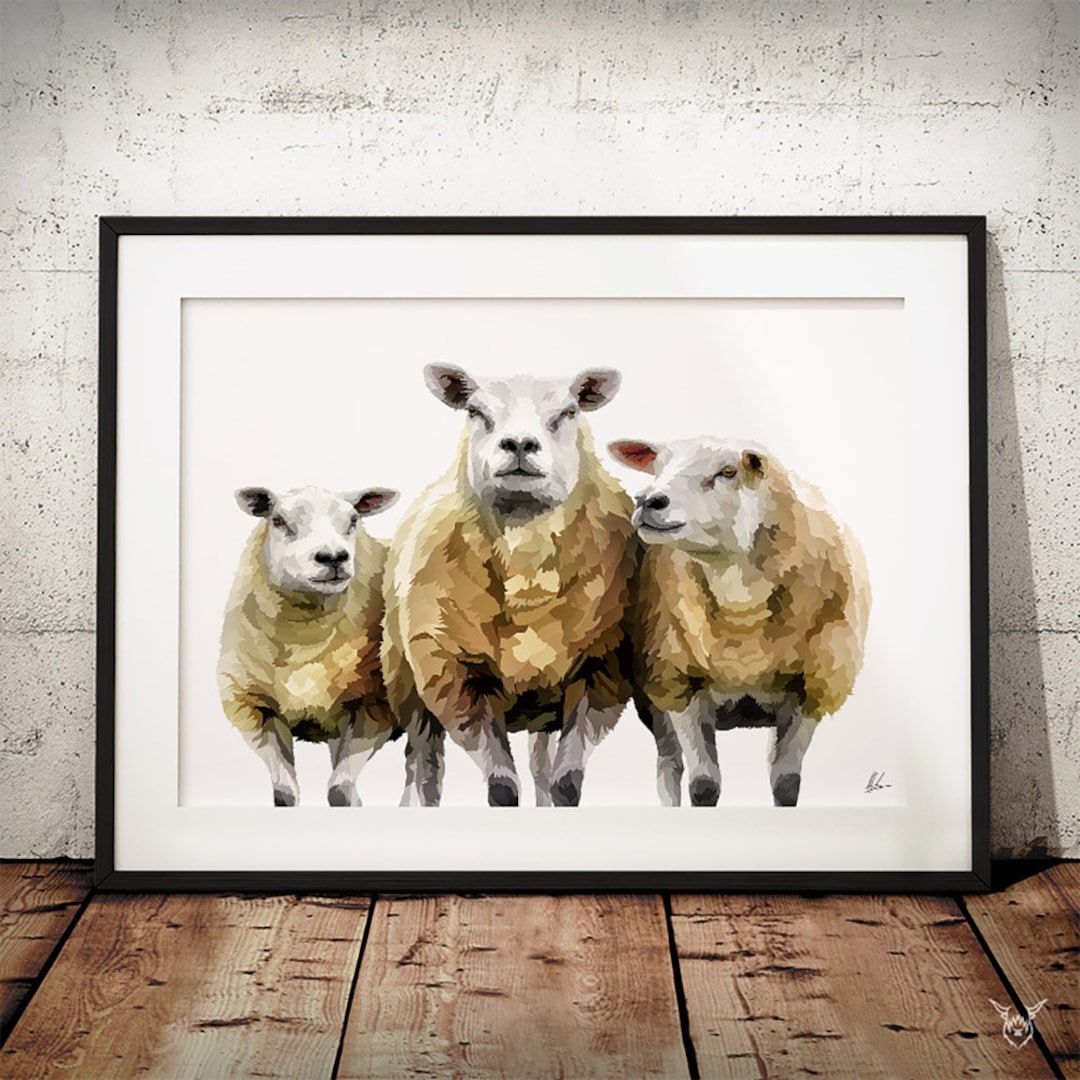 Texel Sheep Painting - Texel Sheep Art Print - Sheep Print - Texel Sheep Painting - Texel Sheep ...