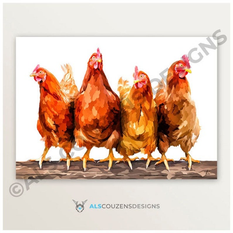 Chicken Print Row of Chickens Chicken Painting Chicken - Etsy UK