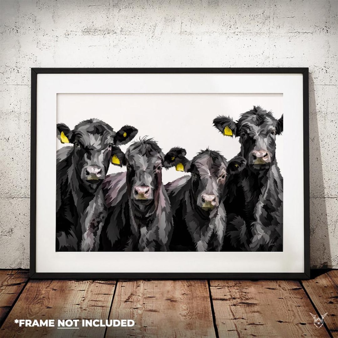 Angus Cows Art Print - Cattle Painting - Aberdeen Angus Cattle - Cow ...