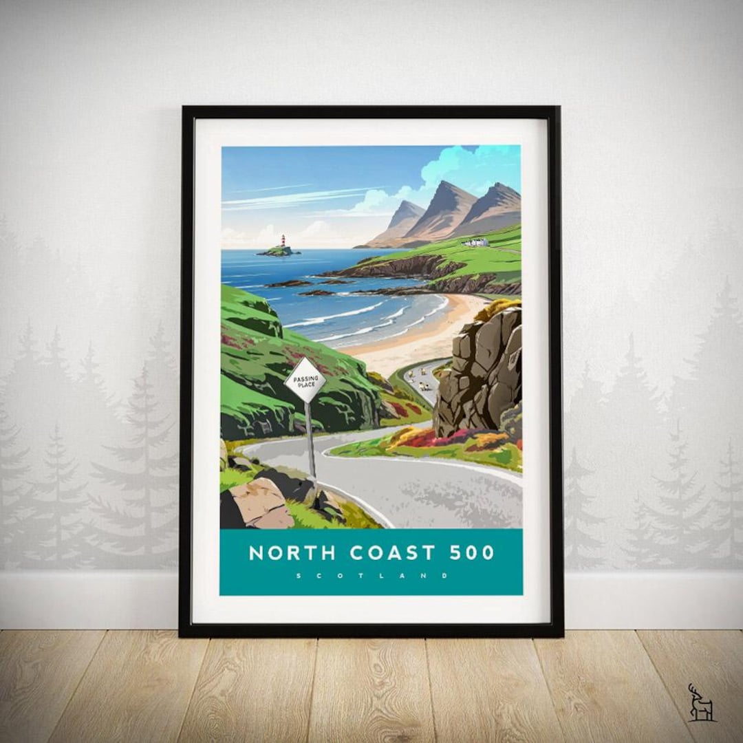 North Coast 500 Art Print - Scotland Travel Poster - NC500 Print ...