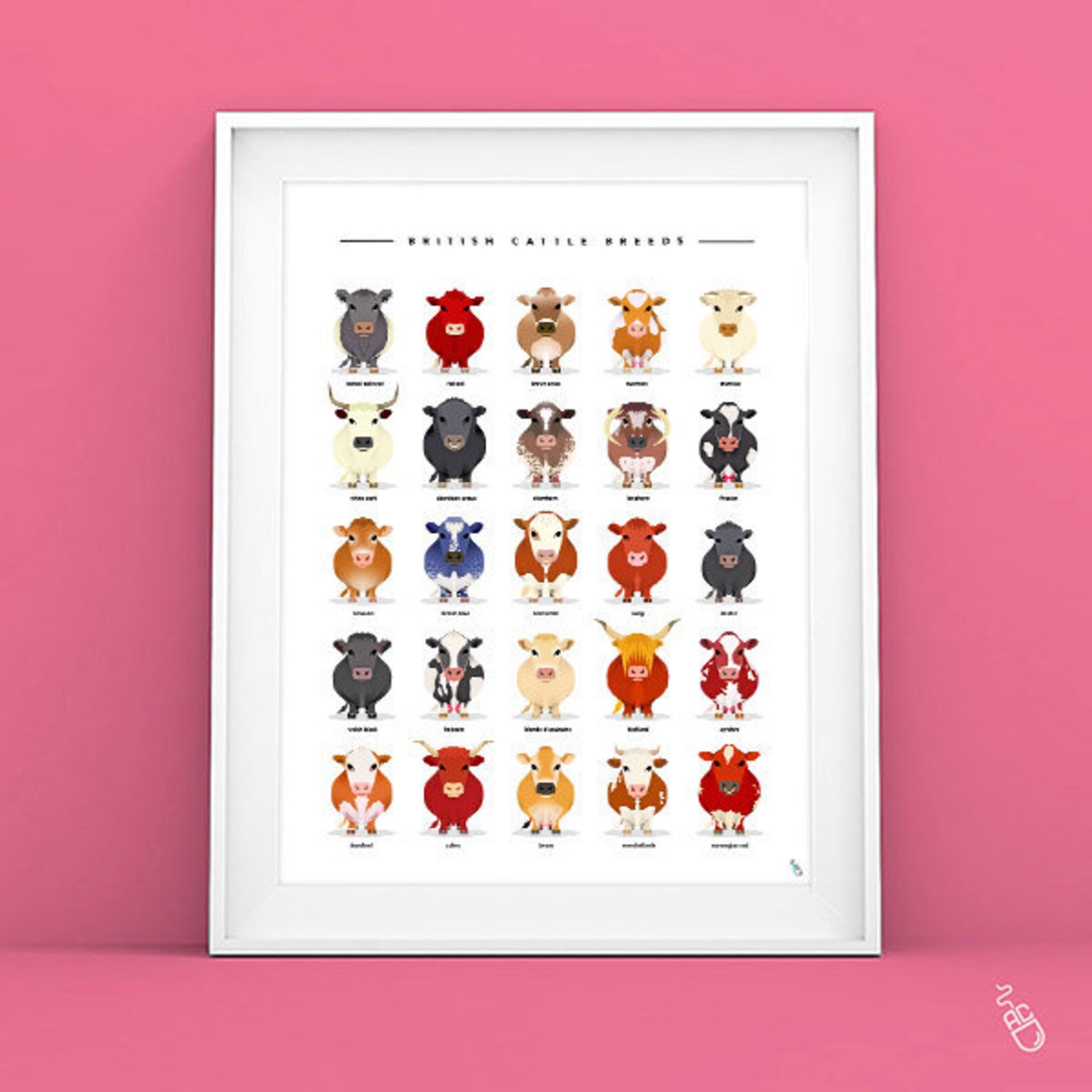 Impression de races de vaches Affiche de races de bovins - Etsy France