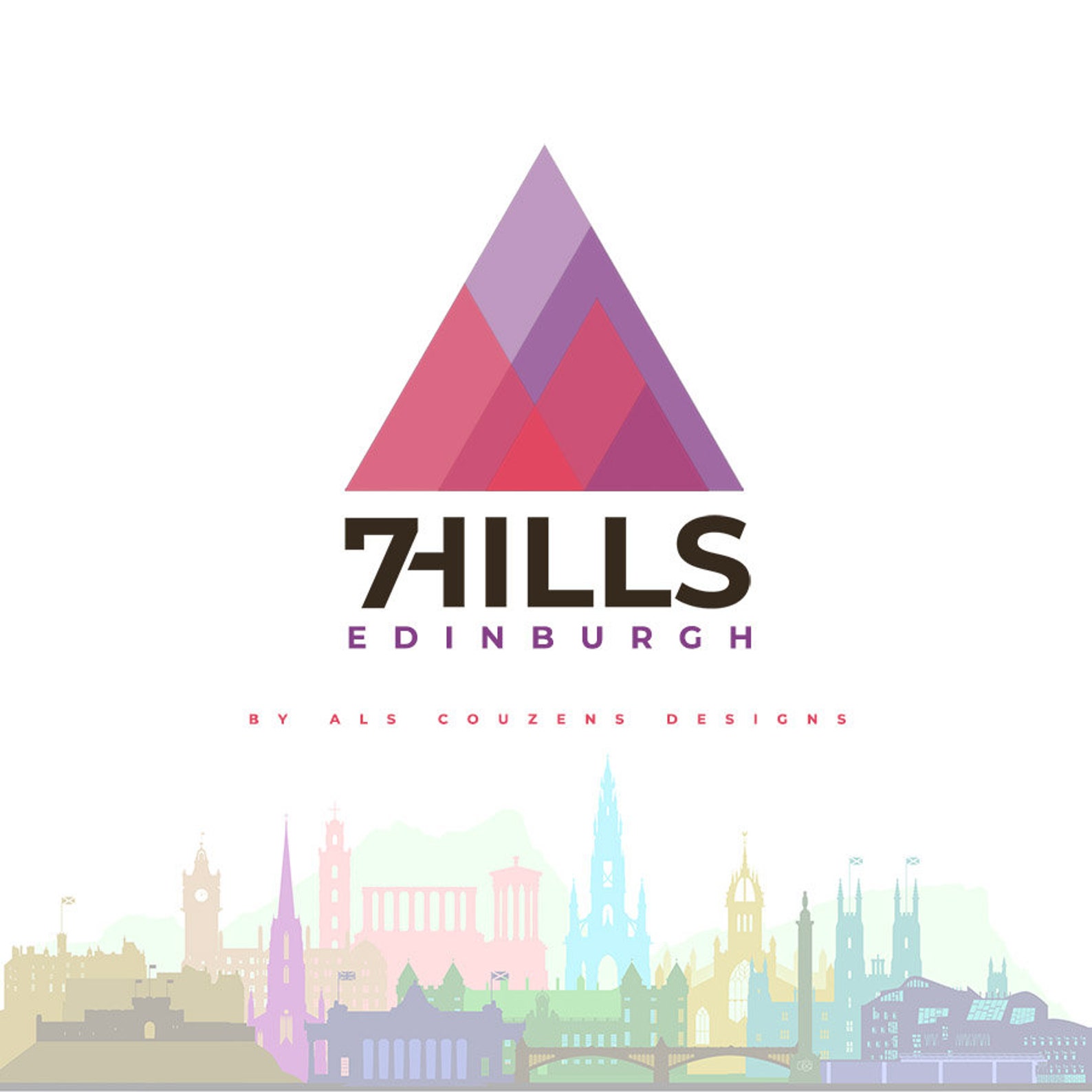 Edinburgh Seven Hills Art Print Edinburgh Travel Art | Etsy UK