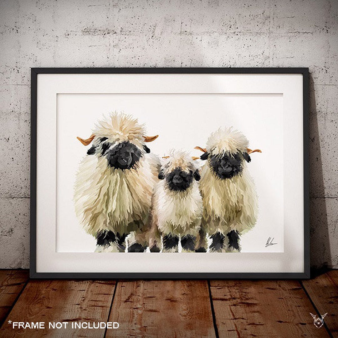 Valais Blacknose Sheep Painting - Valais Blacknose Sheep Art Print ...