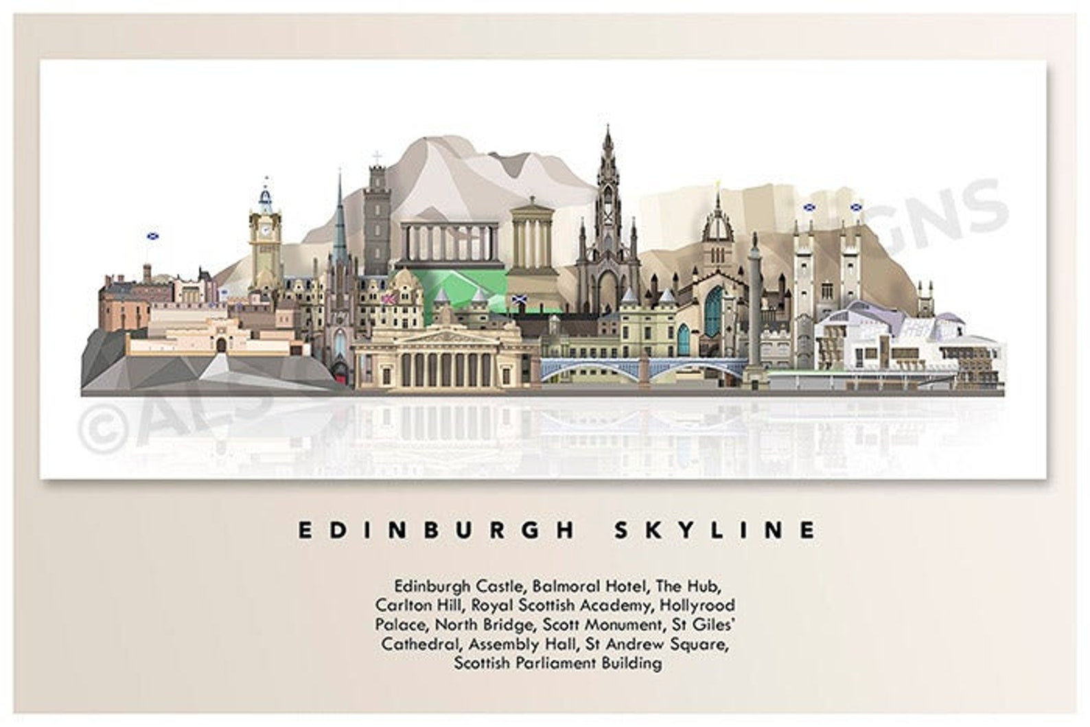 Edinburgh Edinburgh Print Edinburgh Skyline Art Print - Etsy UK