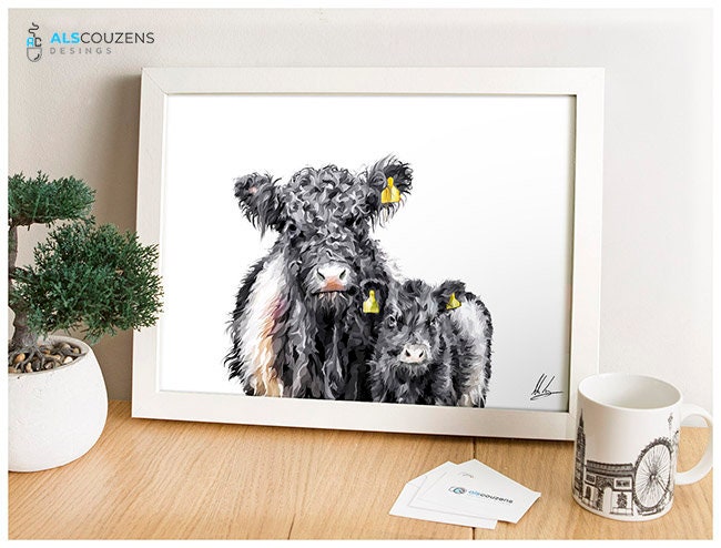 Belted Galloway Cow Art Beltie Cow Oreo Cow Cow gifts | Etsy