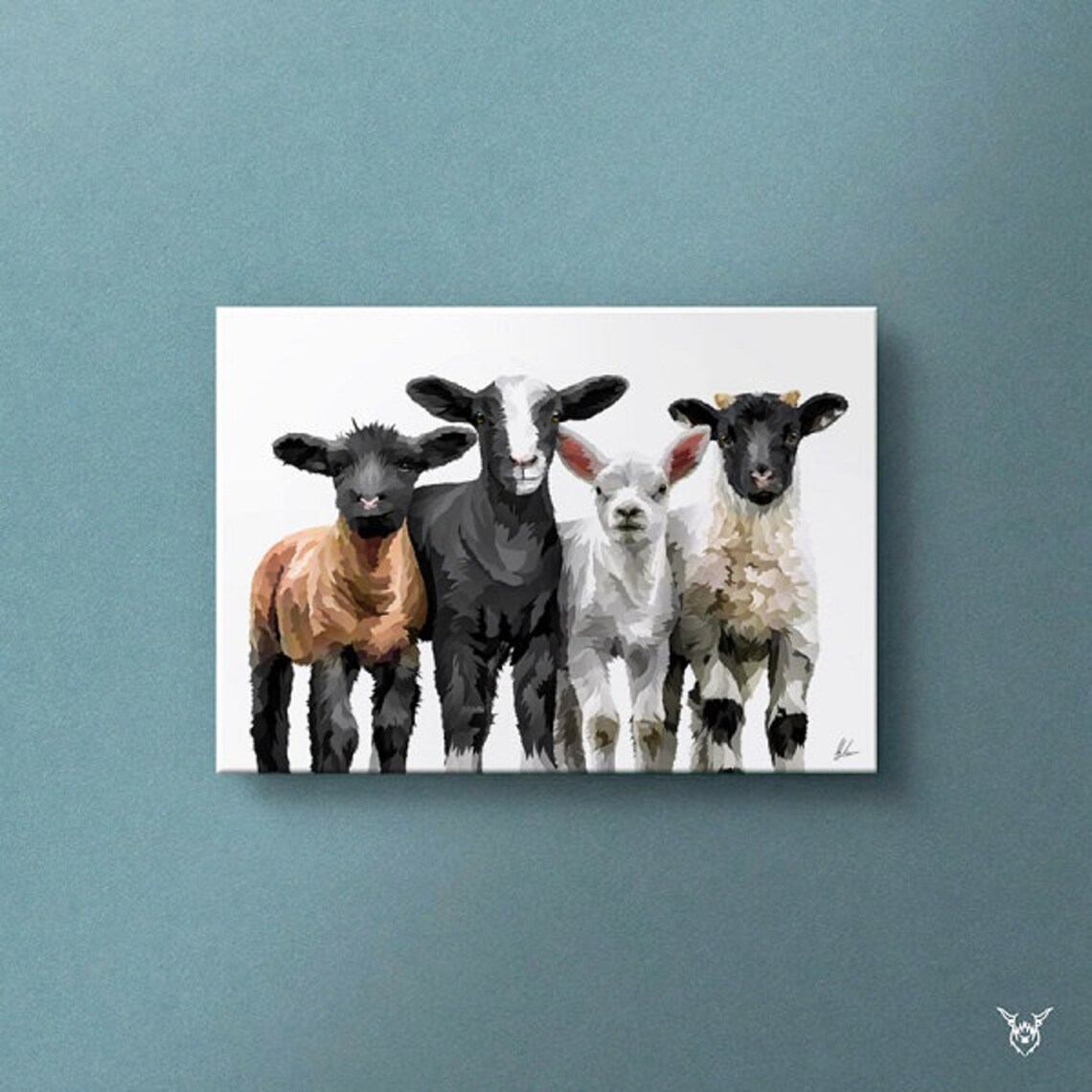 Four Lambs Painting Lambs Art Print Lambs Painting - Etsy UK