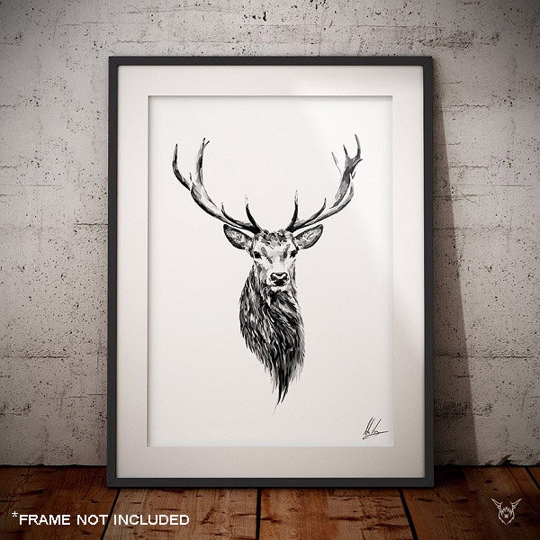 Stag Print - Stags Head Painting - Stag Head Print - Deer Print - Deer ...