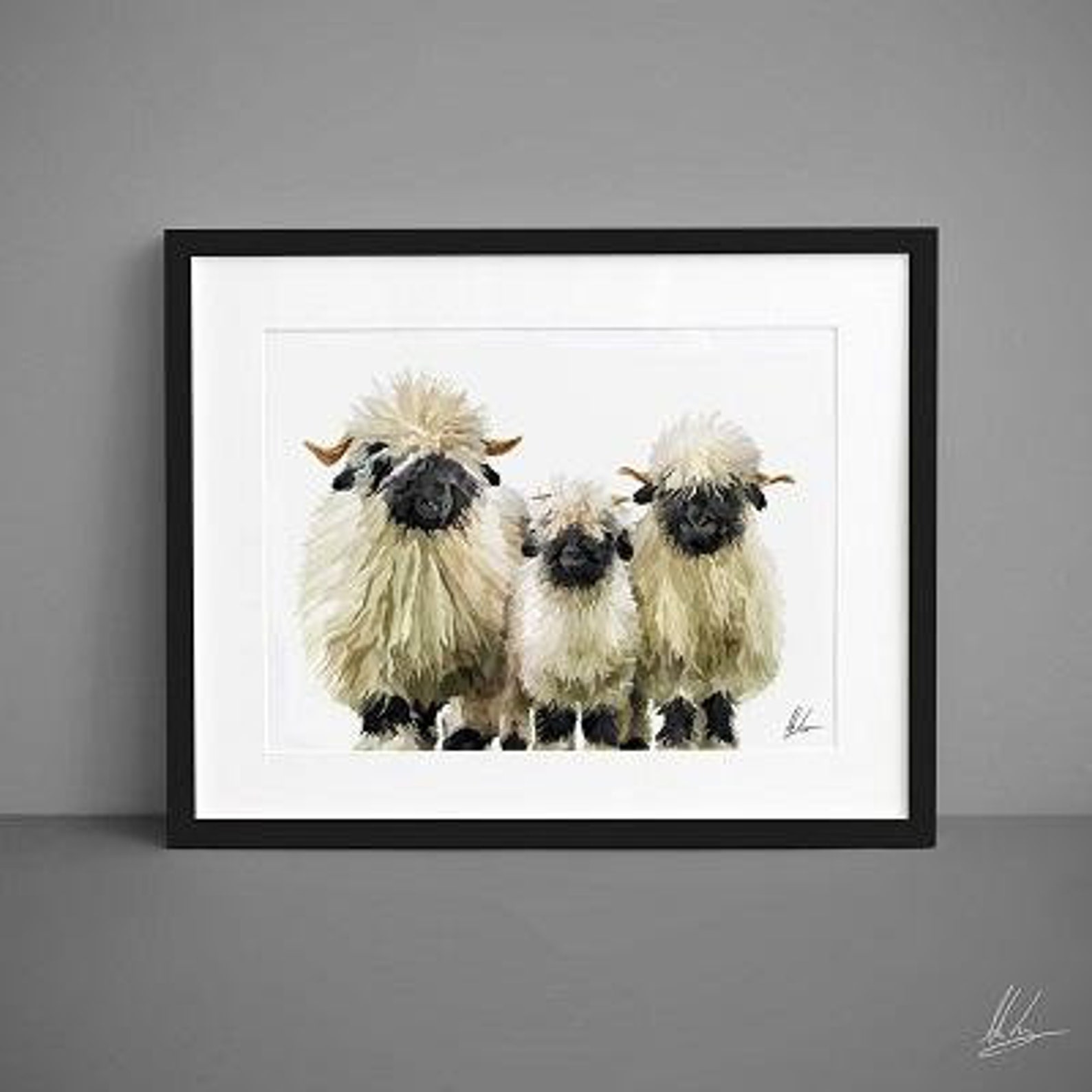 Valais Blacknose Sheep Painting Valais Blacknose Sheep Art | Etsy UK