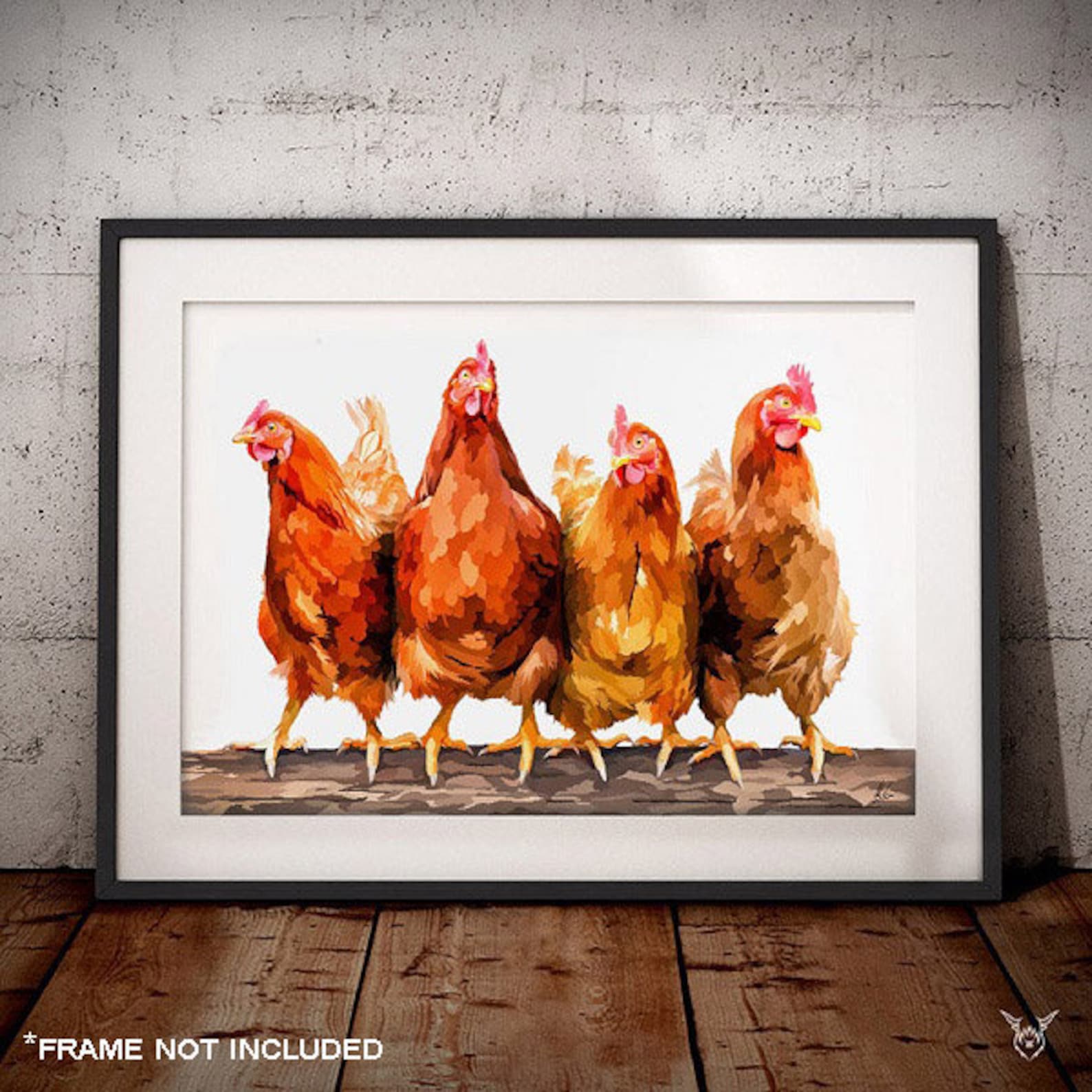 Chicken Print - Row of Chickens - Chicken Painting - Chicken ...