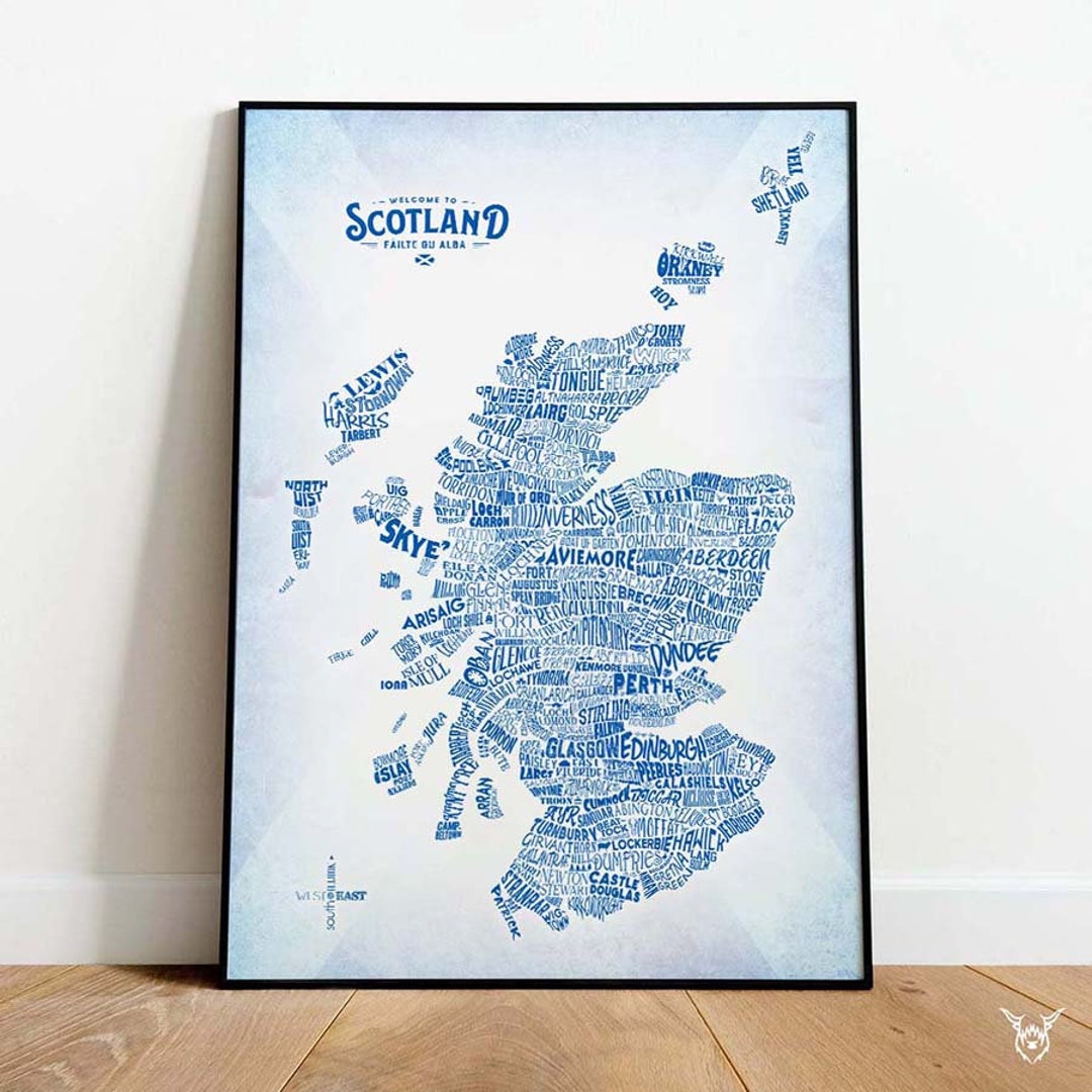Scotland Map Scotland Print Scotland Art Scotland Map Print Scotland ...