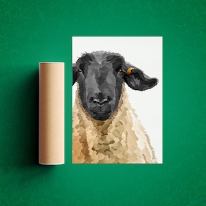 Suffolk Sheep Painting - Sheep Head Art Print - Sheep Print - Suffolk ...