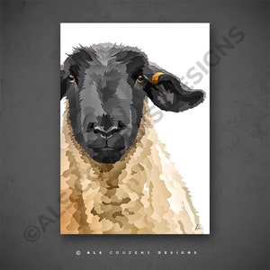 Suffolk Sheep Painting - Sheep Head Art Print - Sheep Print - Suffolk ...