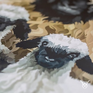 Valais Blacknose Sheep Painting - Valais Blacknose Sheep Lamb Art Print ...