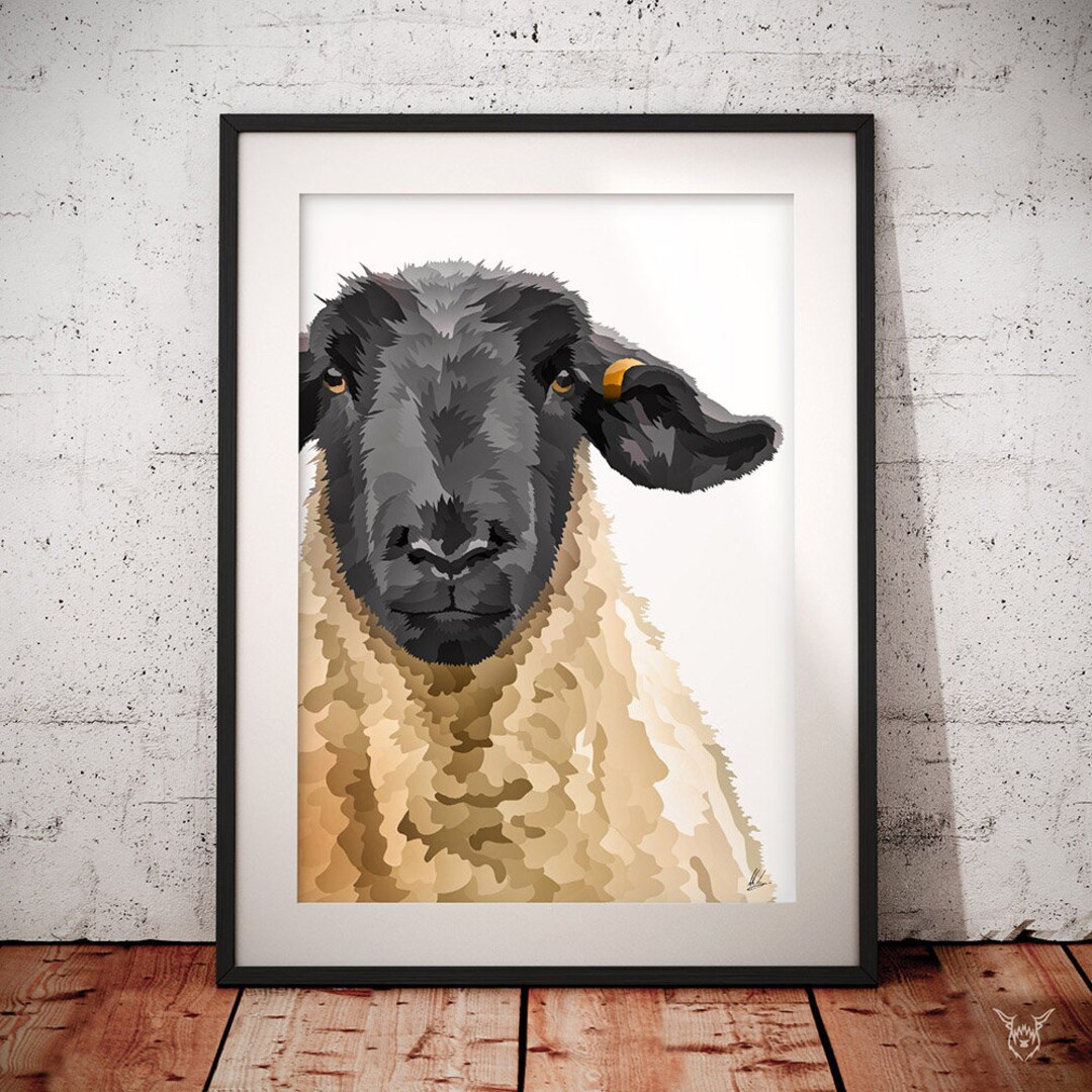 Suffolk Sheep Painting - Sheep Head Art Print - Sheep Print - Suffolk ...