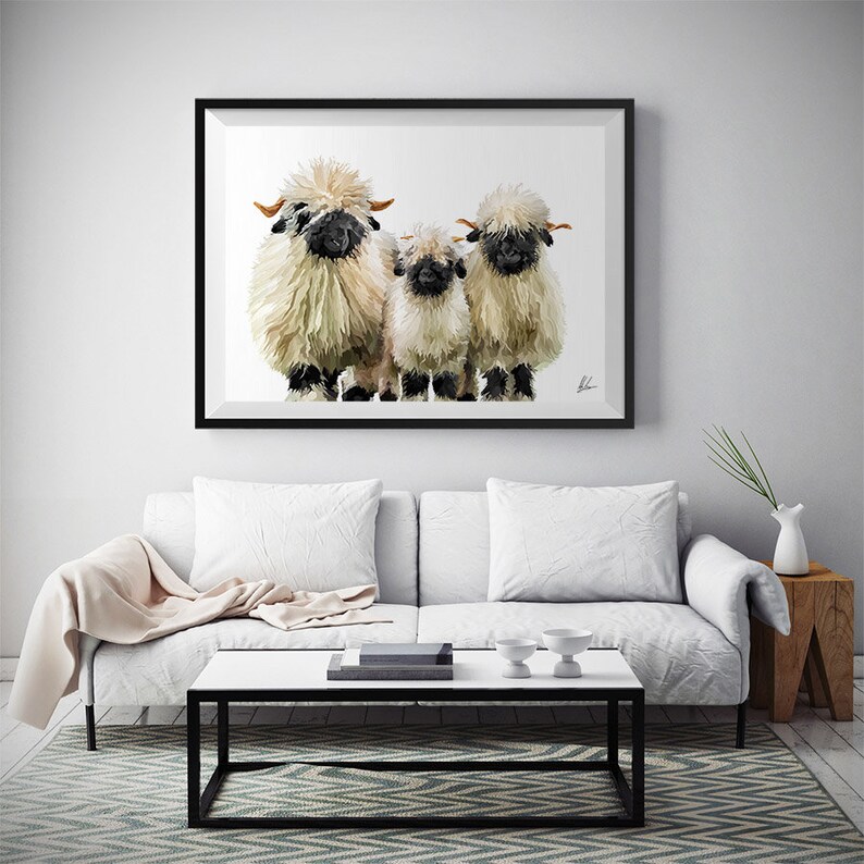 Valais Blacknose Sheep Painting Valais Blacknose Sheep Art | Etsy UK