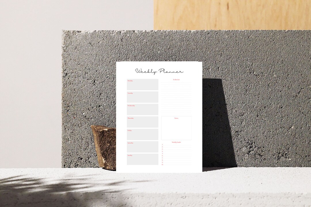 Digital Planner Printable, Minimal Weekly Planner, Instant Download ...