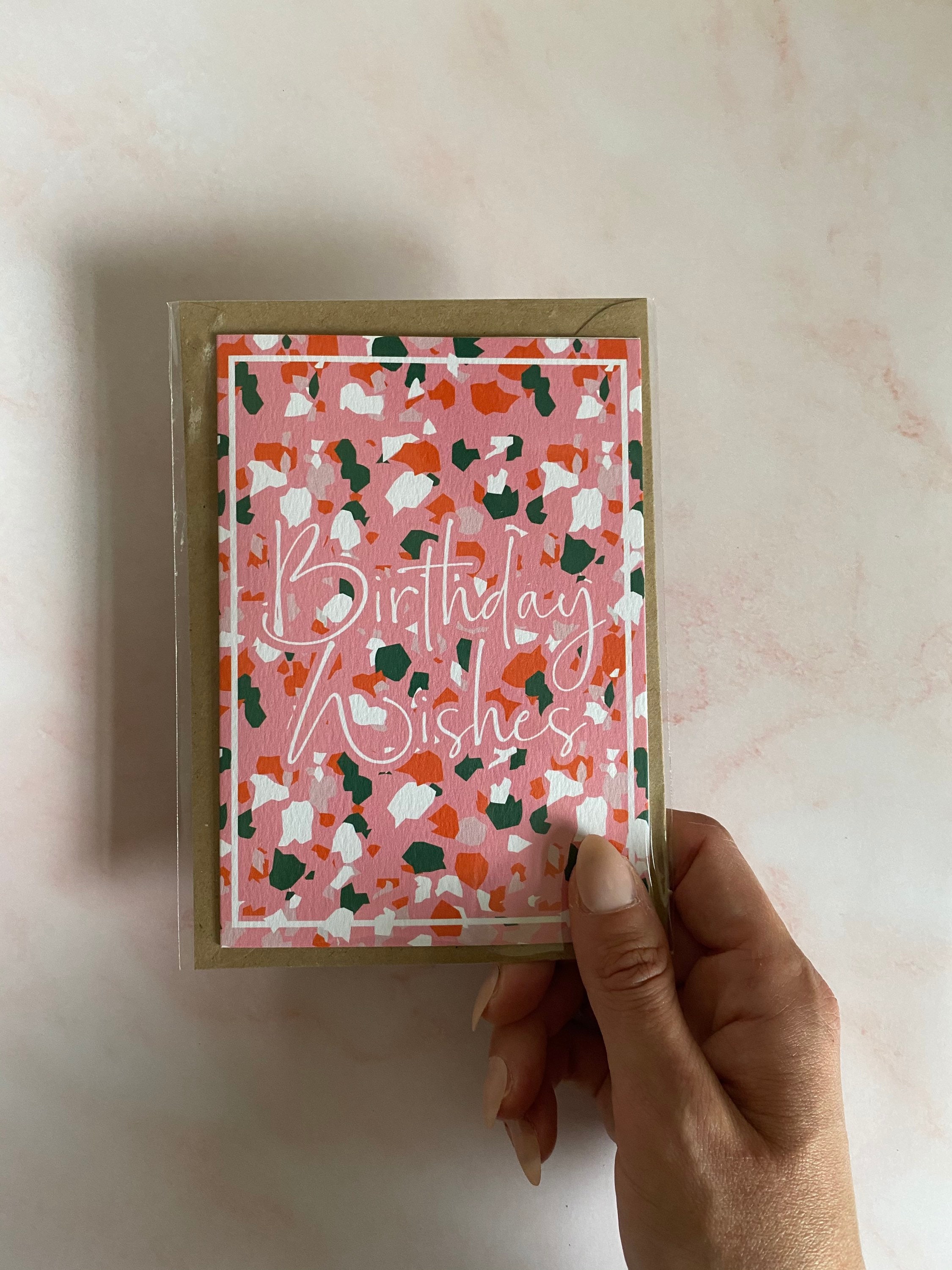 Birthday Wishes Terrazzo Greetings Card - Etsy
