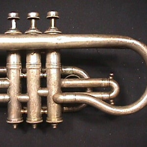 Antique Concertone Shepard's Curl Silver Cornet in It's Original Tired ...