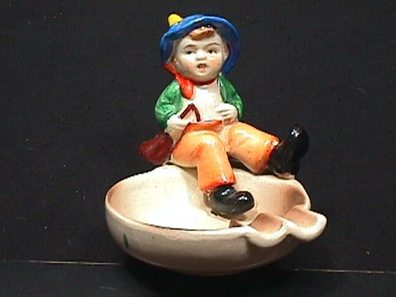 A Vintage Japan Made Porcelain Colorful Boy Sitting Ashtray - Etsy