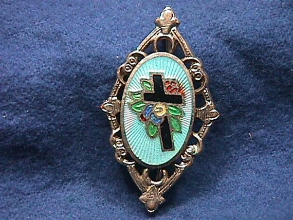 An Antique Enameled Cross Brooch Ready to Wear | Etsy