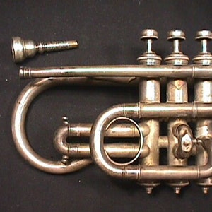 Antique Concertone Shepard's Curl Silver Cornet in It's Original Tired ...