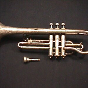 Antique Concertone Shepard's Curl Silver Cornet in It's Original Tired ...