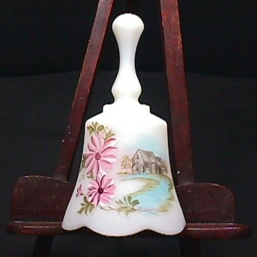Fenton Vaseline Custard Glass Bell Hand Painted by Linda - Etsy