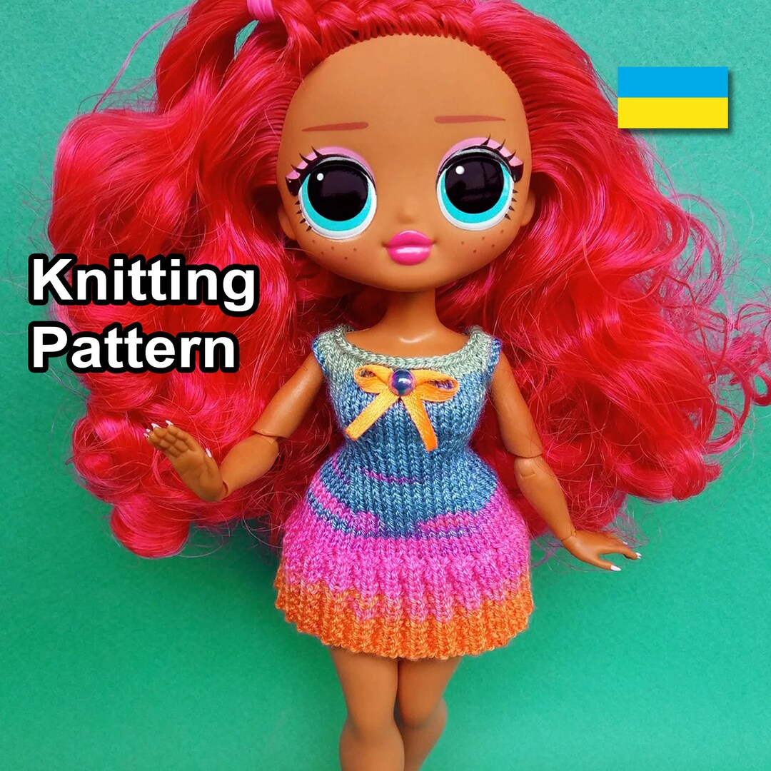 PDF Pattern Knitted Ruffle Mini Dress for Dolls. Knitting Tutorial Lol ...