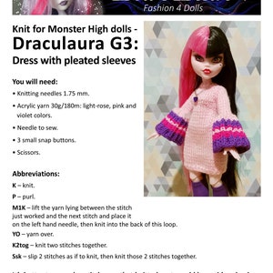 PDF Pattern - Doll Knitted Dress. Instructions Doll's Clothing for ...