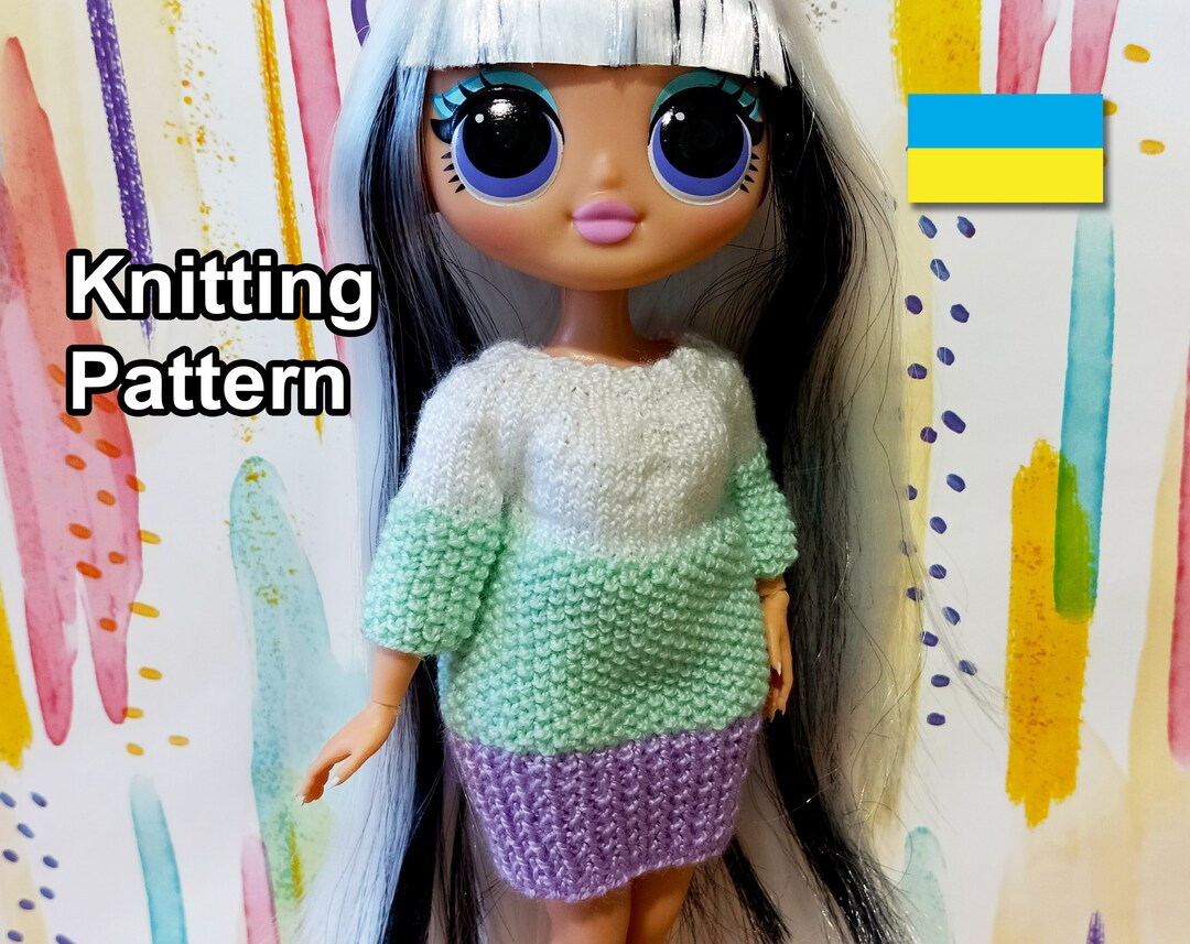 PDF Pattern Knitted Three Color Dress for Dolls. Knitting - Etsy
