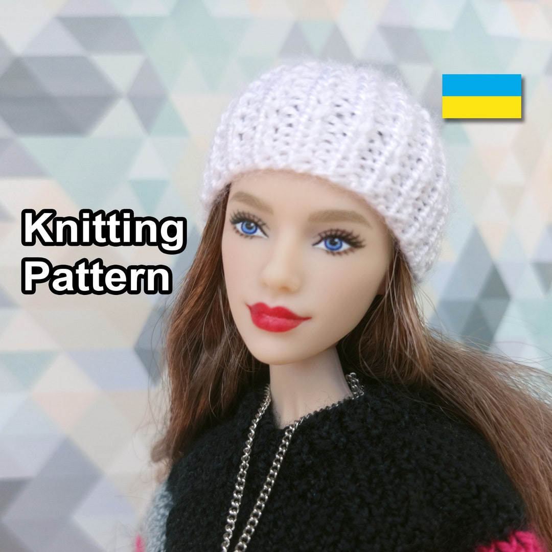 Doll Beanie Knitting Pattern: Ribbed Hat for 1/6 Scale Dolls (PDF ...