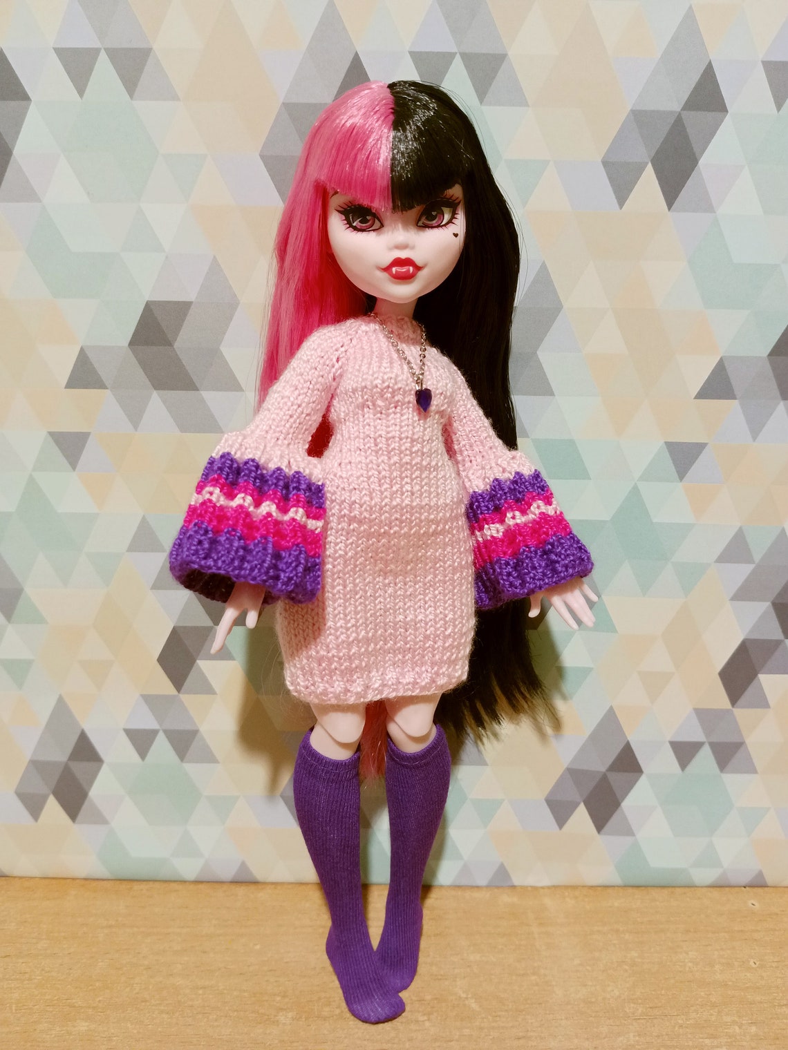 PDF Pattern - Doll Knitted Dress. Instructions Doll's Clothing for ...