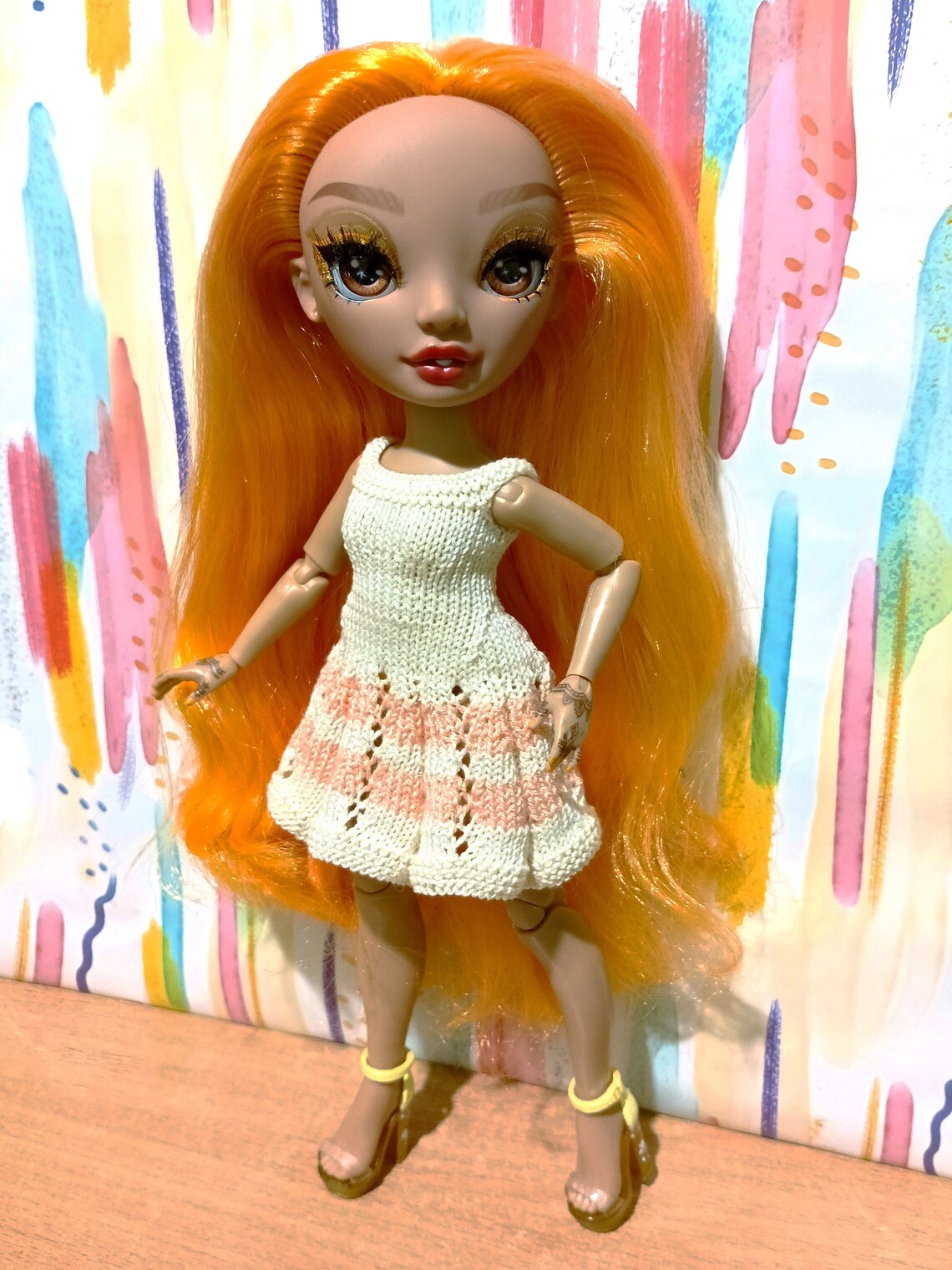 PDF Pattern Knitted Ivory Cocktail Dress for Rainbow Dolls ...