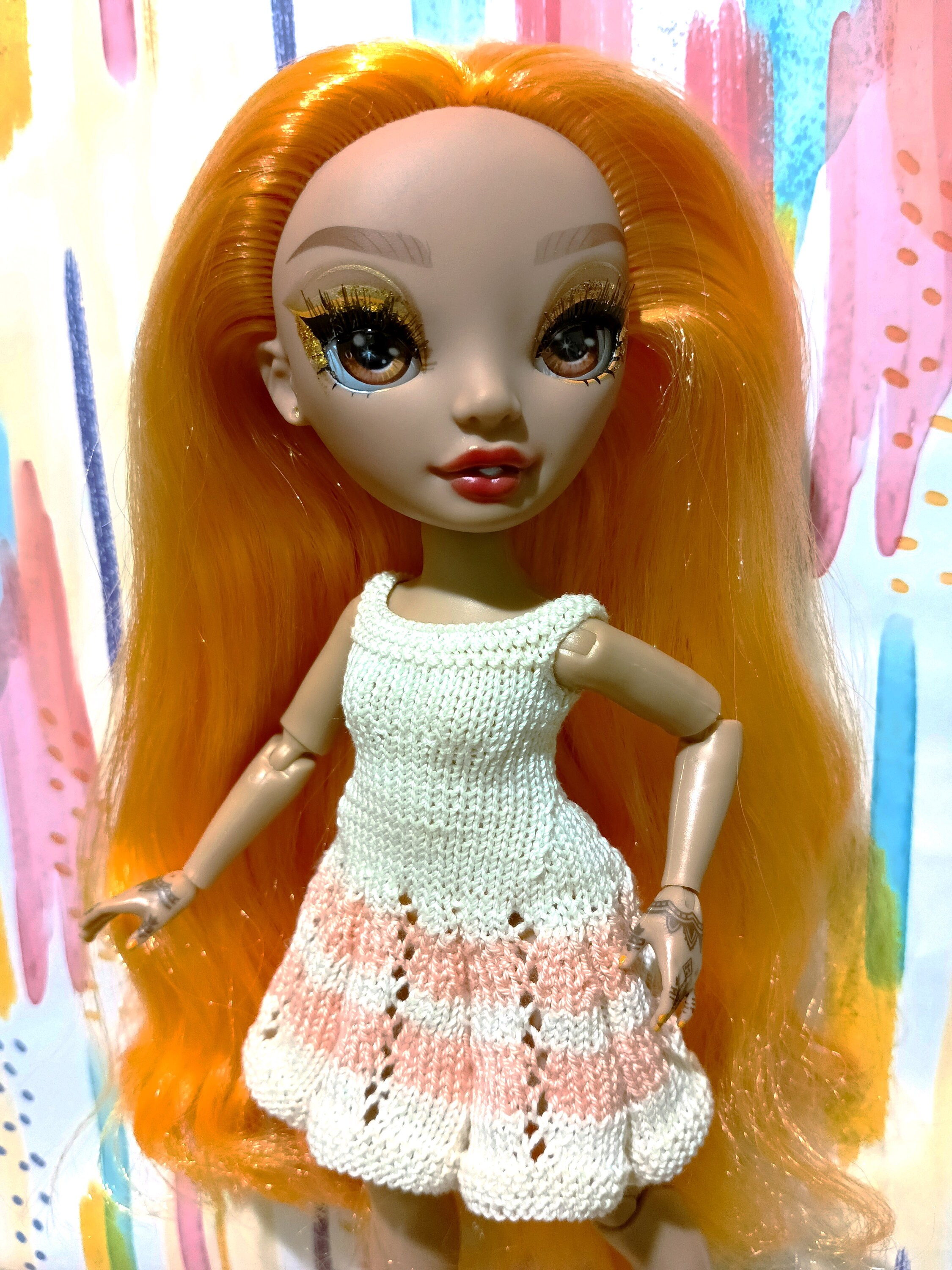 PDF Pattern Knitted Ivory Cocktail Dress for Rainbow Dolls ...