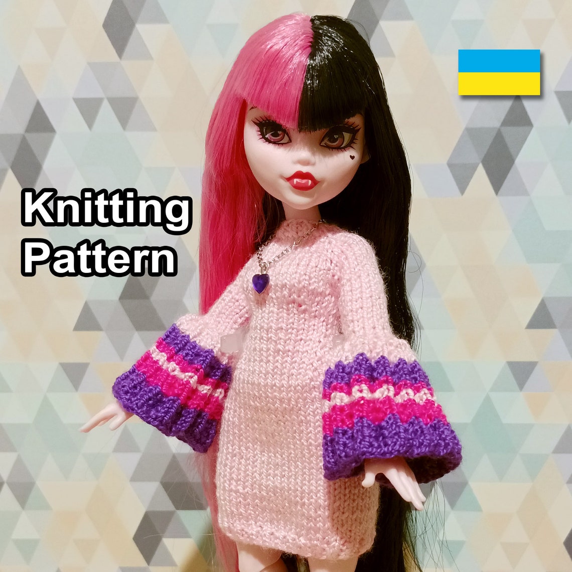 PDF Pattern - Doll Knitted Dress. Instructions Doll's Clothing for ...