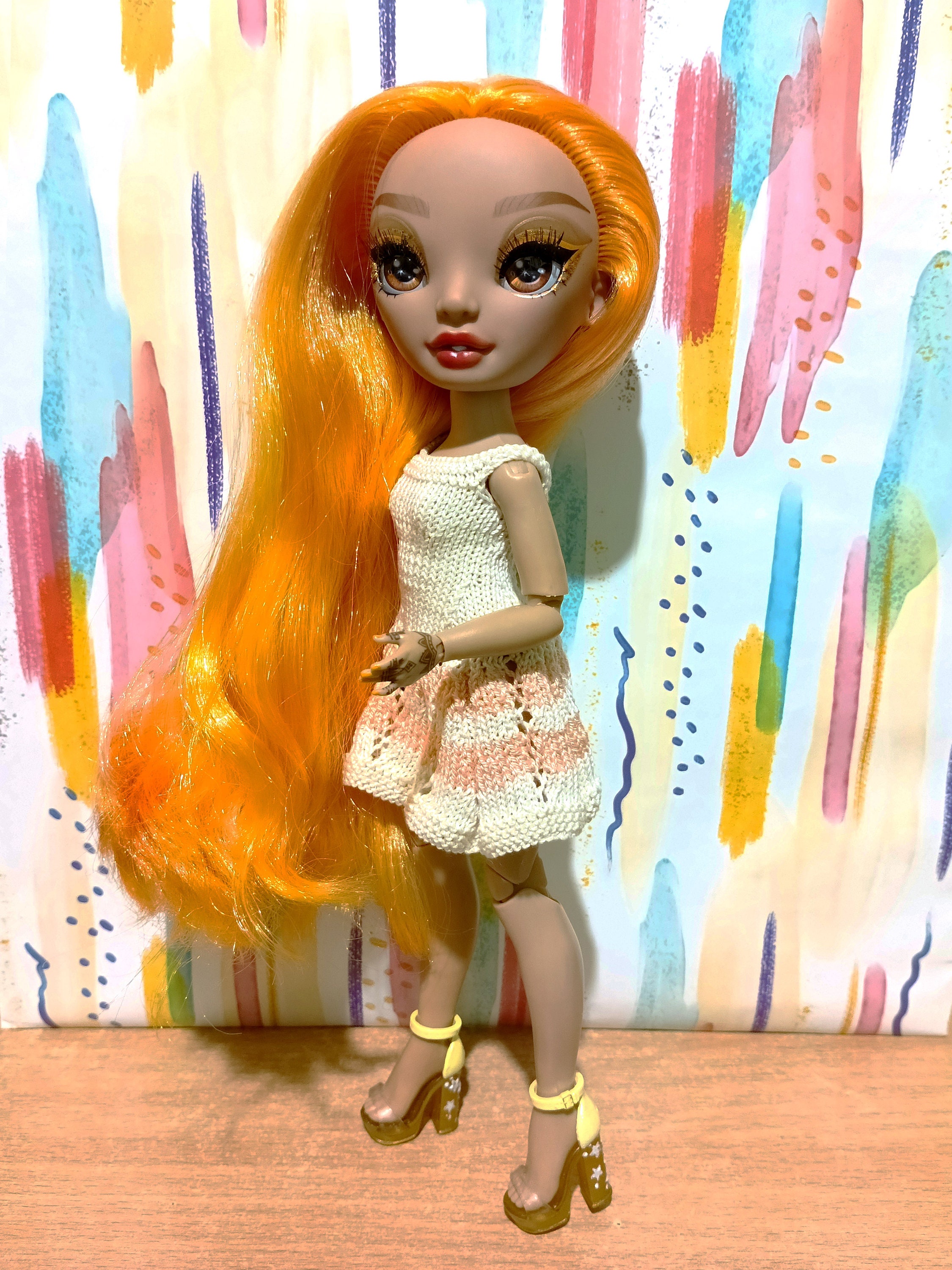 PDF Pattern Knitted Ivory Cocktail Dress for Rainbow Dolls ...