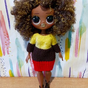 PDF Pattern Knitted Three Color Dress for Dolls. Knitting Tutorial Lol ...