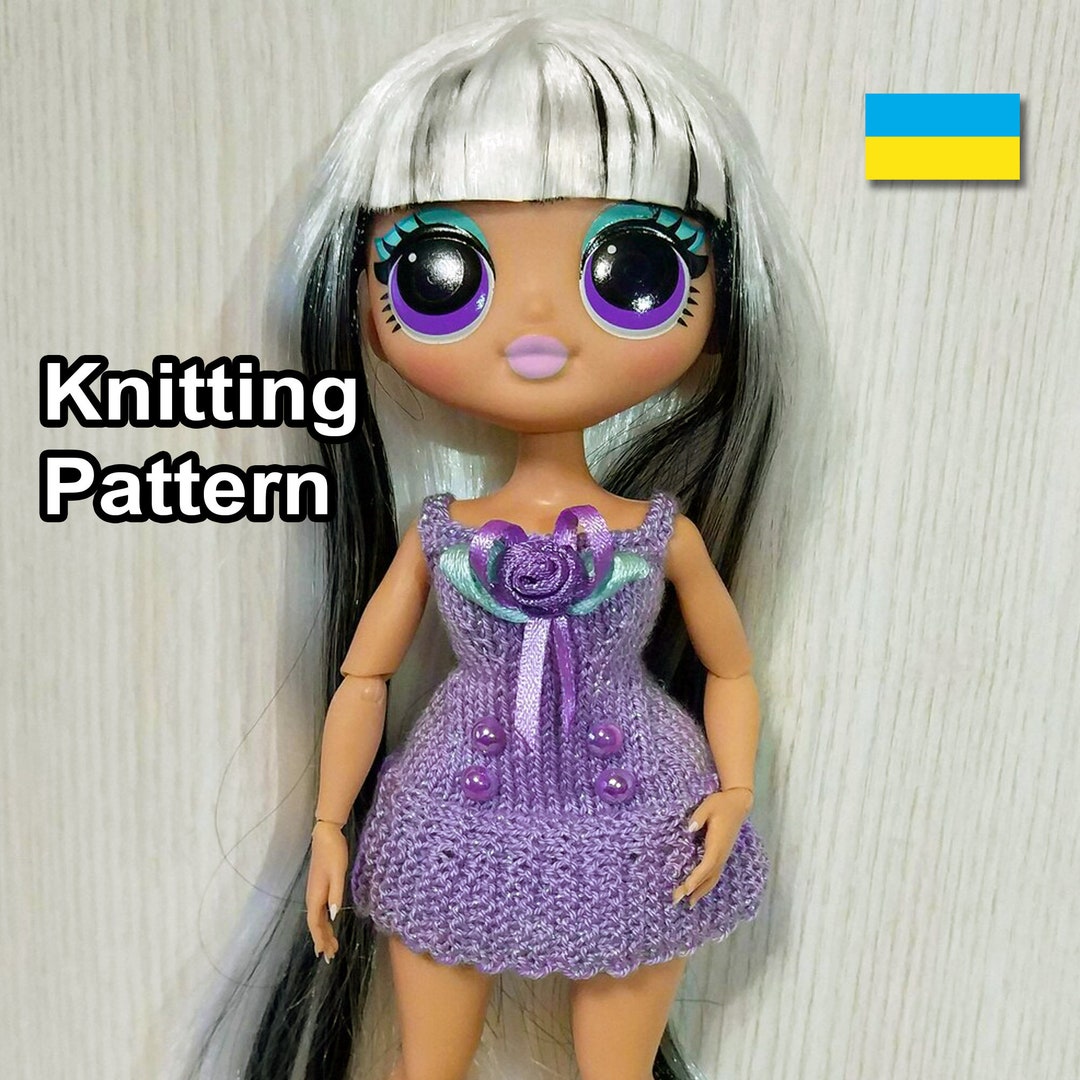 PDF Pattern Knitted Ruffle Mini Dress for Dolls. Knitting Tutorial ...