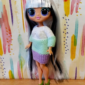 PDF Pattern Knitted Three Color Dress for Dolls. Knitting Tutorial Lol ...