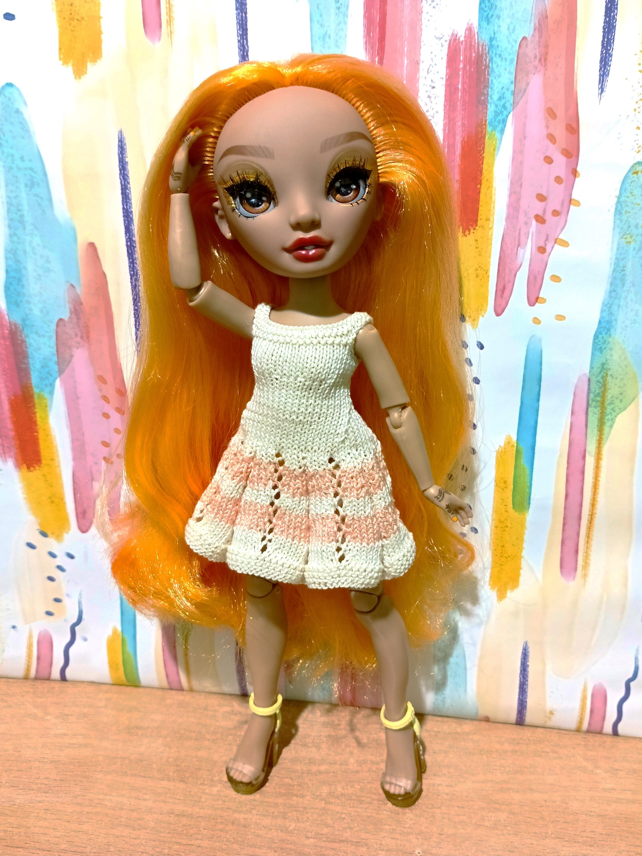 PDF Pattern Knitted Ivory Cocktail Dress for Rainbow Dolls ...