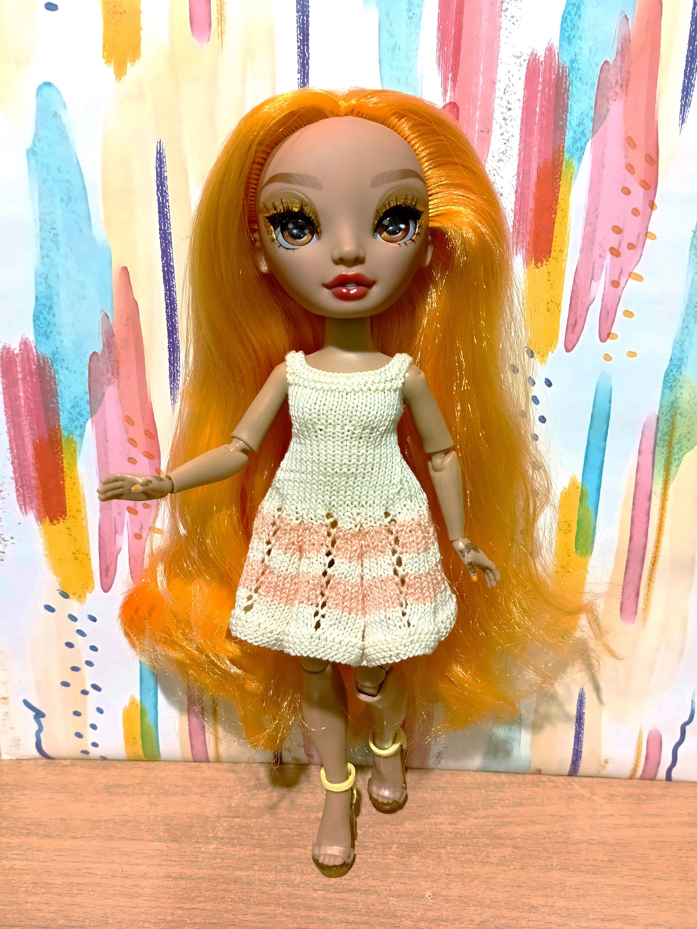 PDF Pattern Knitted Ivory Cocktail Dress for Rainbow Dolls ...