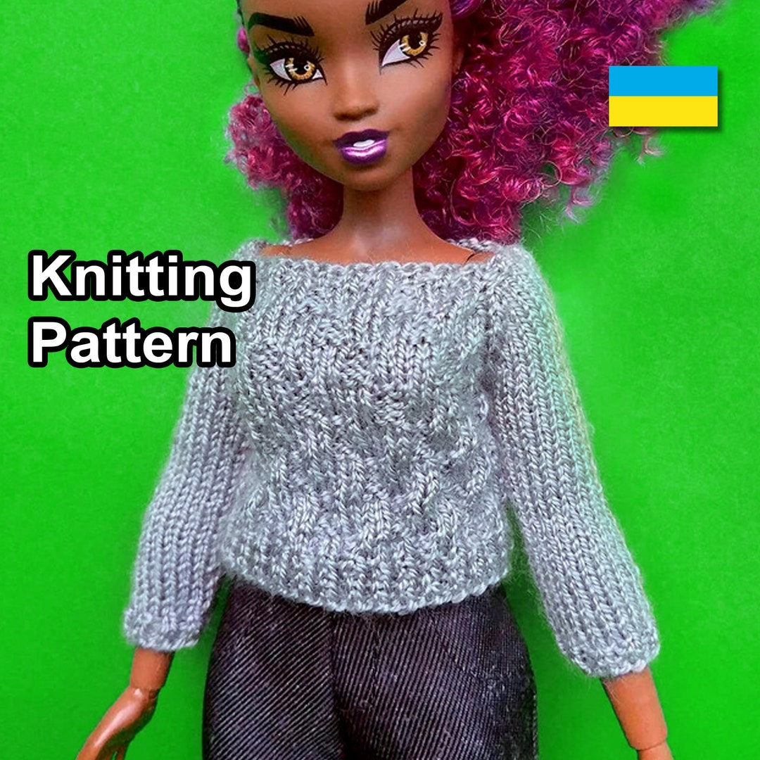 PDF Pattern Knitted Doll Sweater. Instructions Craft Dolls Clothes ...