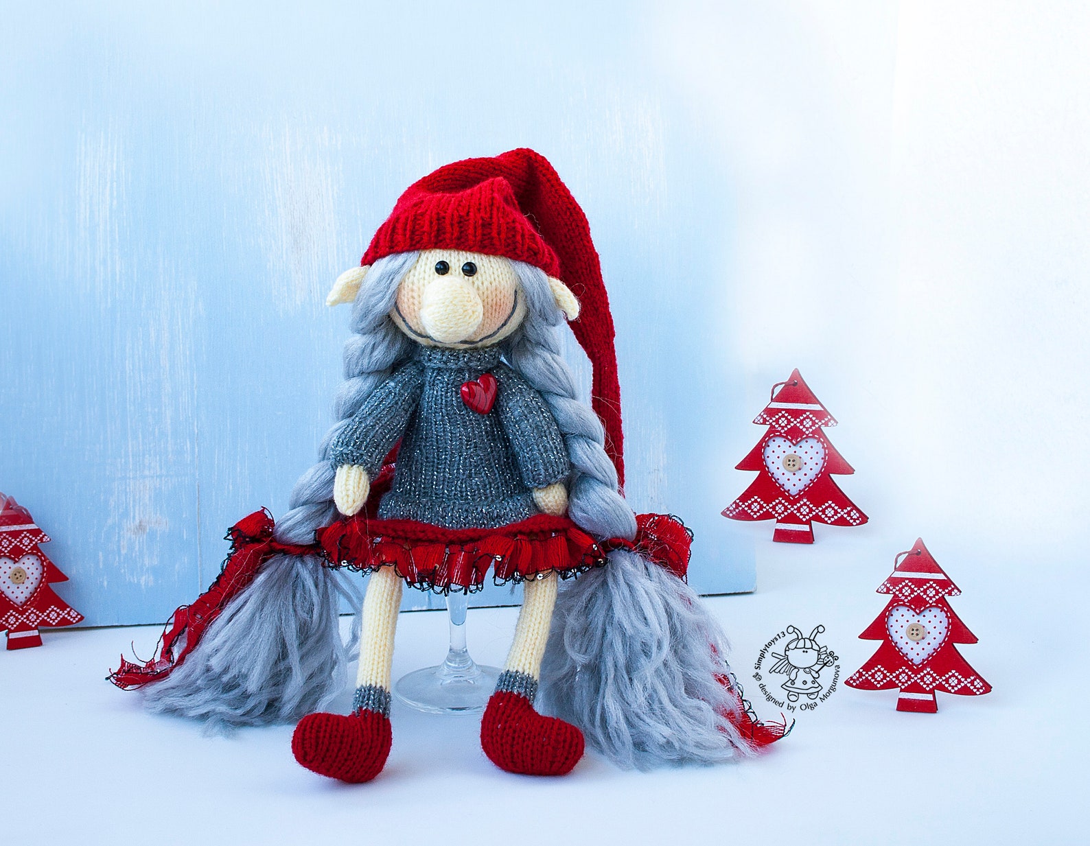 Christmas Girl Elf Doll Knitting Pattern Round Doll Elf - Etsy