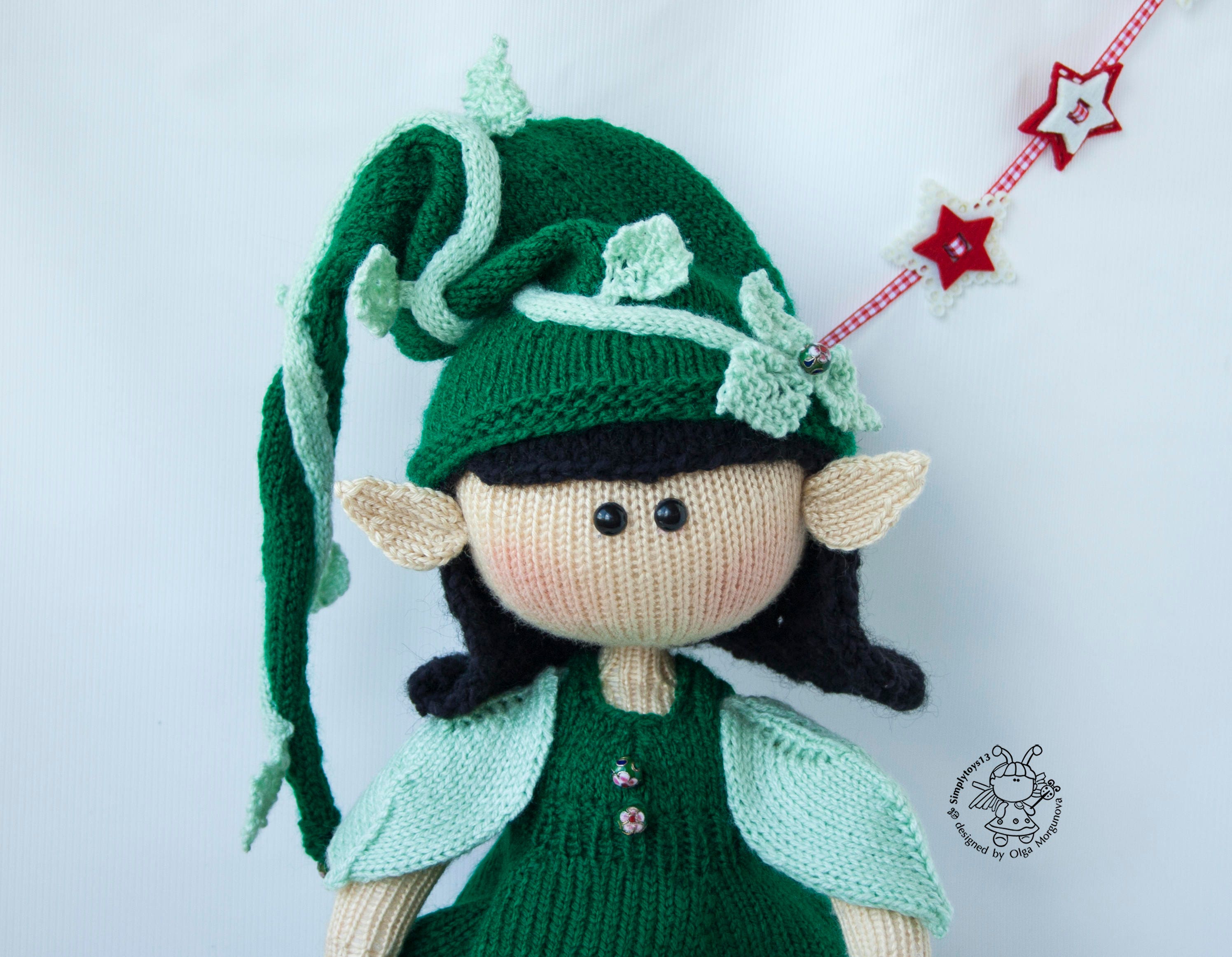 Doll Elf girl. Elf pattern. Knitting pattern. Knitted round. | Etsy