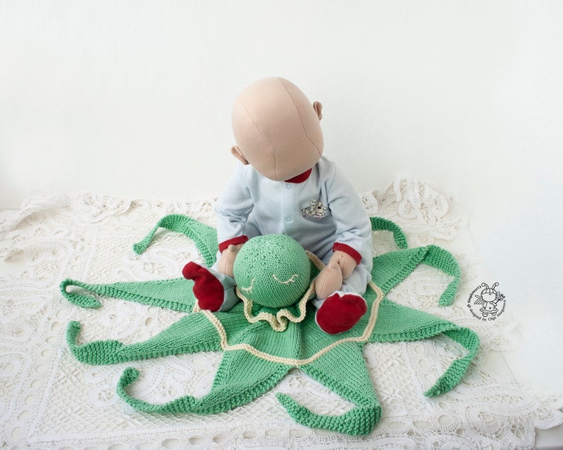 Knitted Flat Octopus Toy Baby Lace Blanket. Amigurumi Octopus. | Etsy