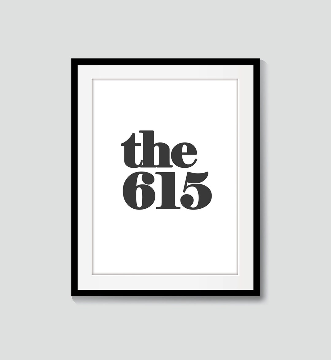 The Original Nashville 615 Area Code Digital Print | Nashville, TN Area ...