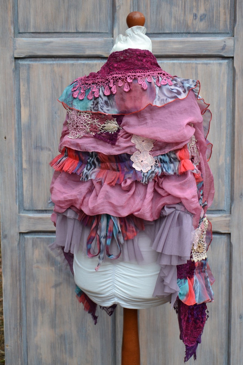 Scarf Wearable Art Scarf Gypsy Bohemian Fairy Scarf Shabby Chic Vintage ...