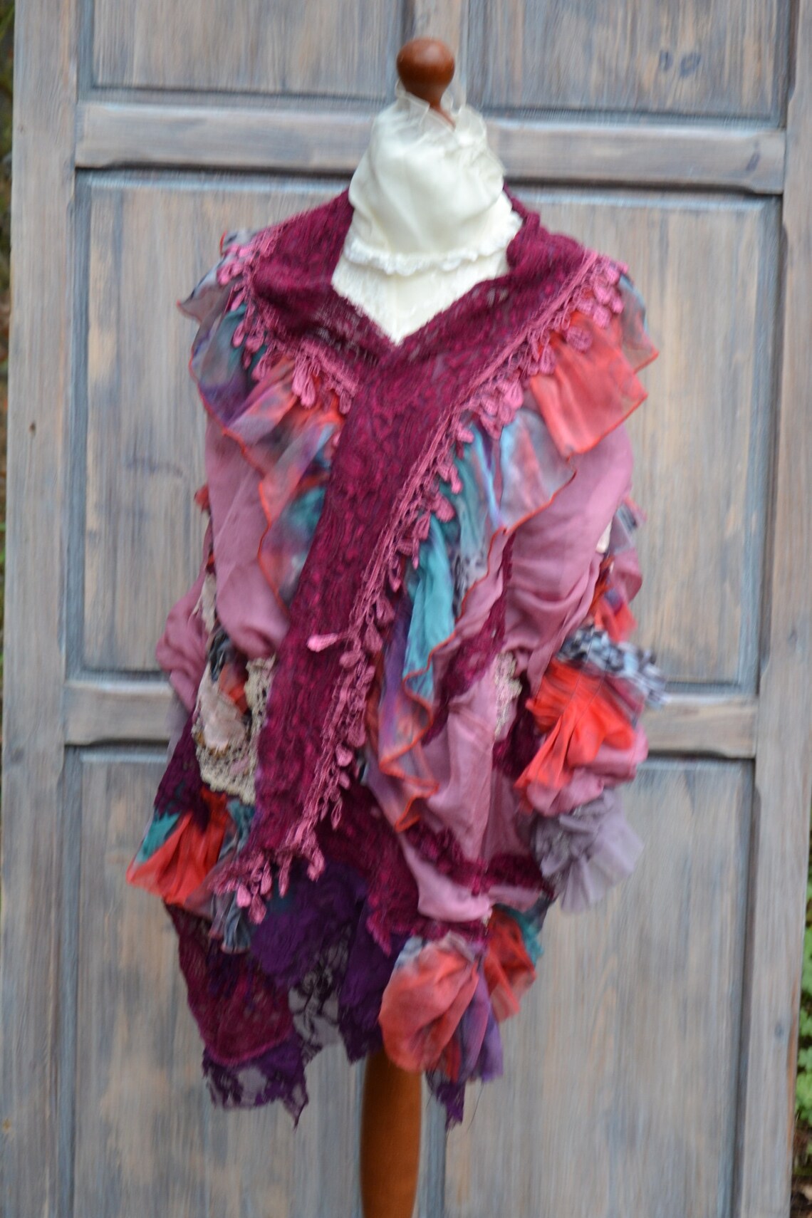 Scarf Wearable Art Scarf Gypsy Bohemian Fairy Scarf Shabby Chic Vintage ...